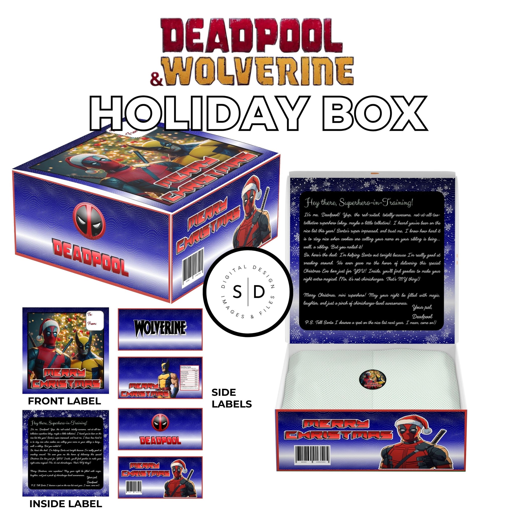 Deadpool & Wolverine Christmas Eve Gift Box Canva Templates – Stockpile ...