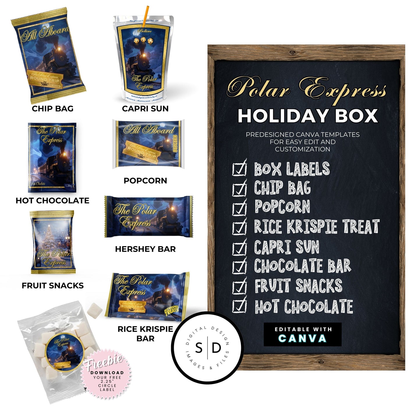 Polar Express Christmas Eve Gift Box Labels – Stockpile Digital