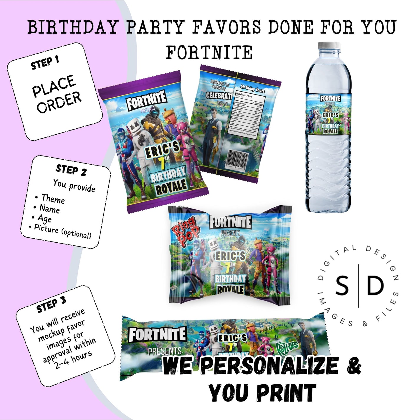 Fortnite Battle Royale Birthday Party Favors DFY – Stockpile Digital