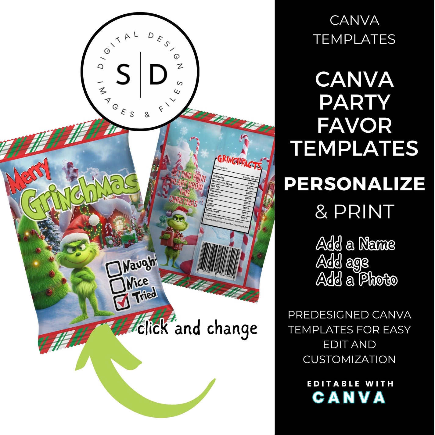 Merry Grinchmas Eve Gift Box Labels – Stockpile Digital