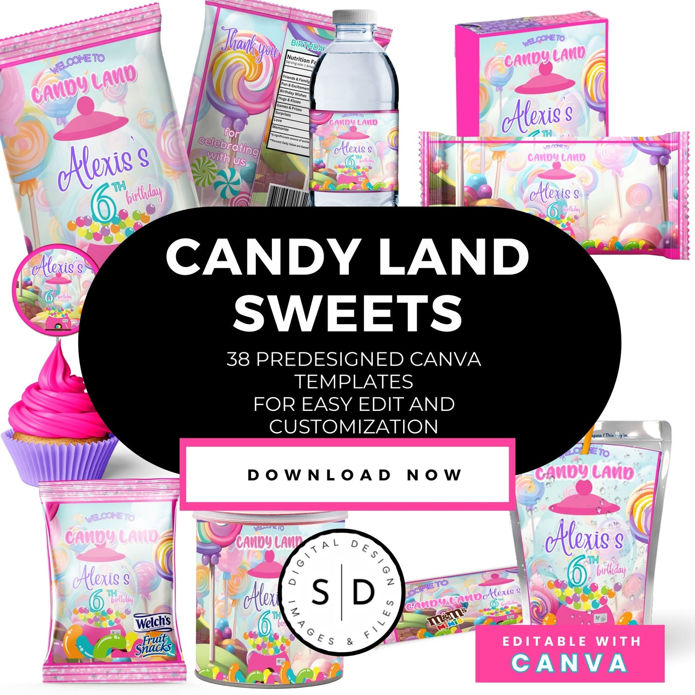Candy Land Sweets Birthday Party Favor Templates – Stockpile Digital