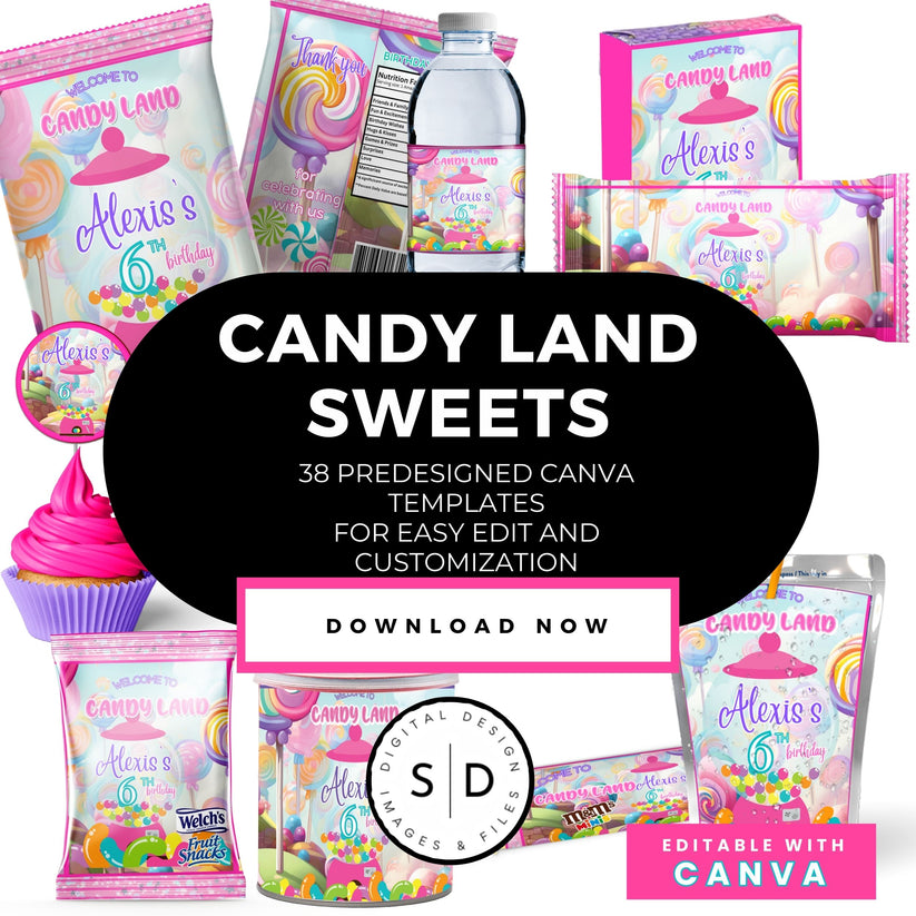 Candy Land Sweets Birthday Party Favor Templates – Stockpile Digital