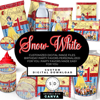 Snow White Party Favor Templates Bundle – Stockpile Digital