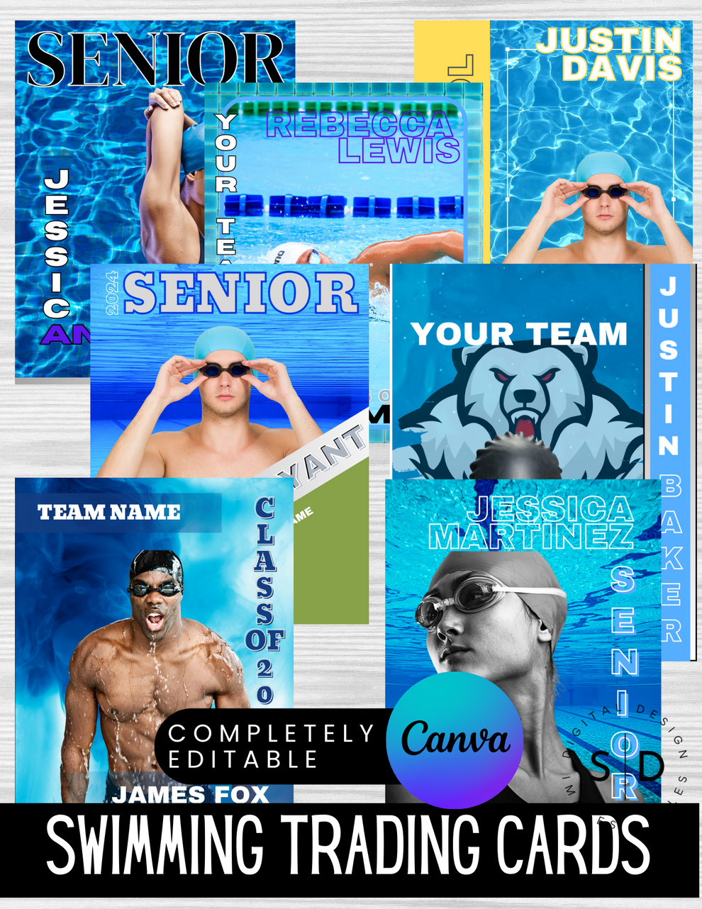 Swimmer Trading Card Templates Bundle – Stockpile Digital