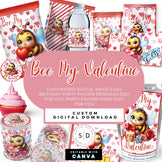 Bee My Valentine Party Favors Templates Bundle – Stockpile Digital