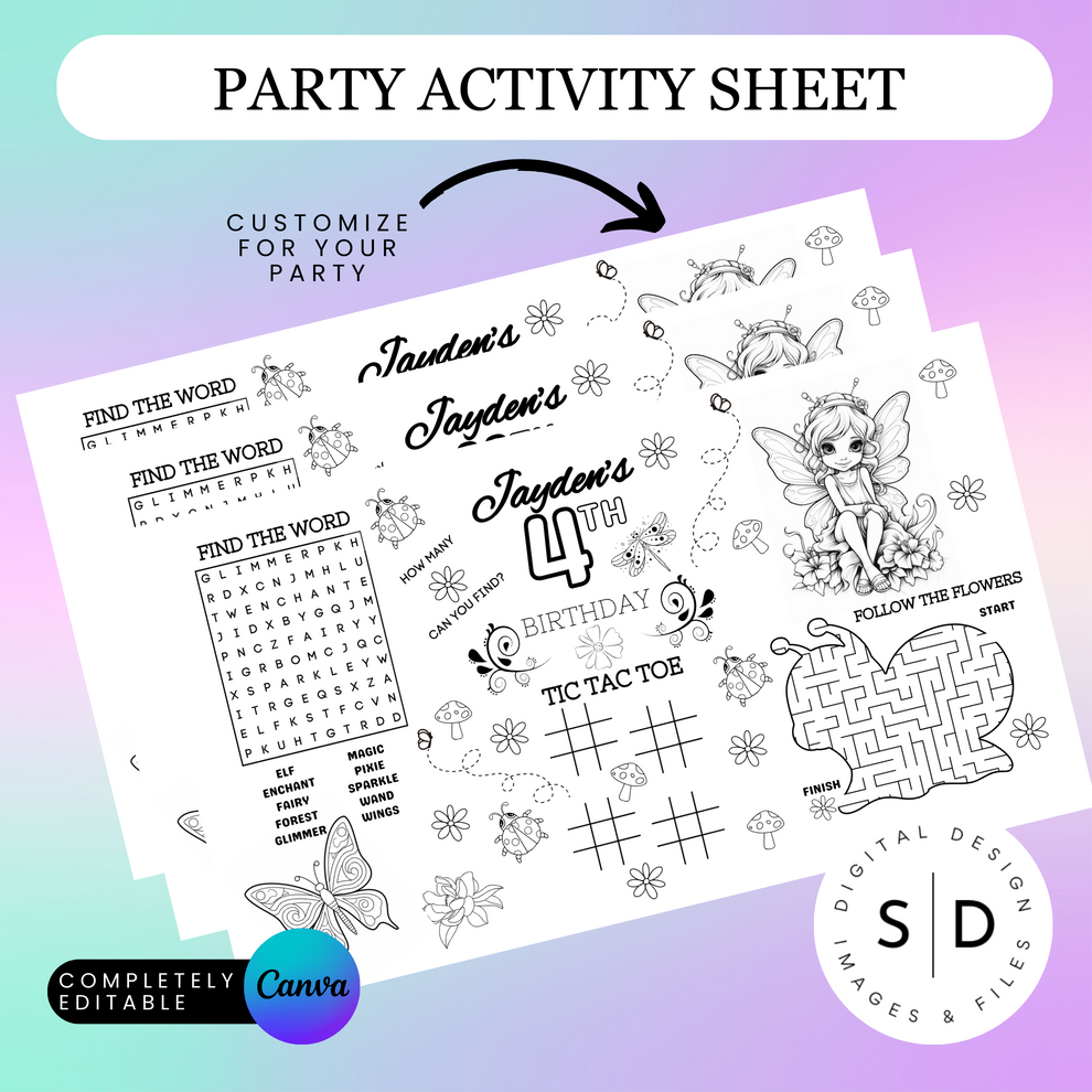 Fairy Birthday Party Activity Sheet – Stockpile Digital