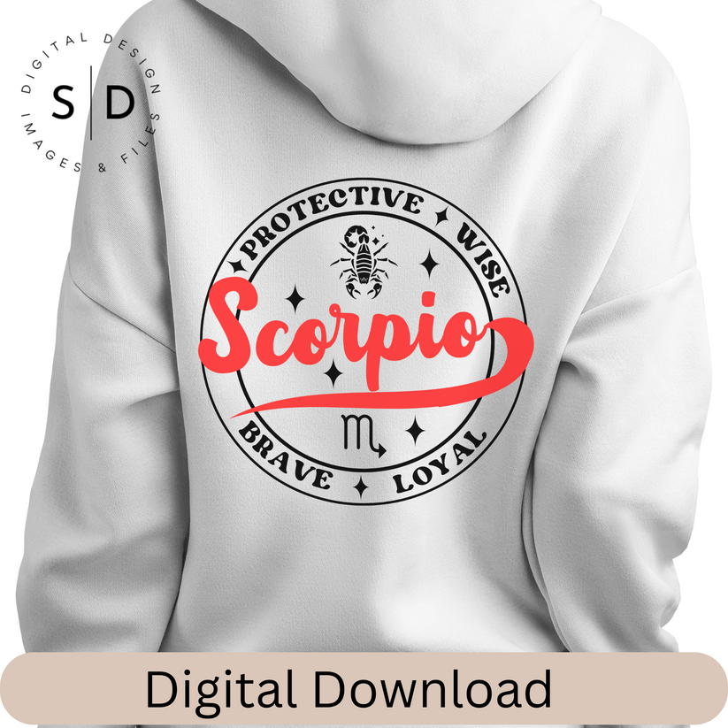 Scorpio Zodiac Sign Round Frame Retro SVG – Stockpile Digital