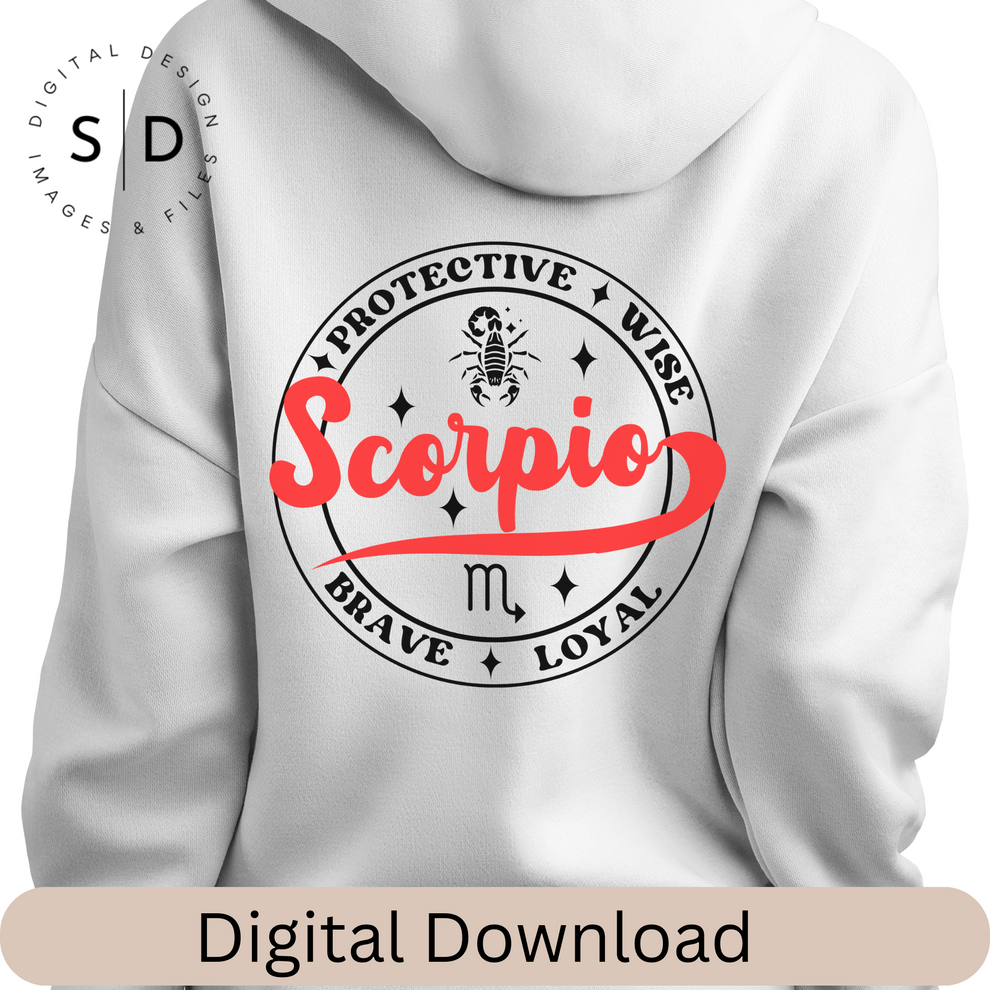 Scorpio Zodiac Sign Round Frame Retro SVG – Stockpile Digital