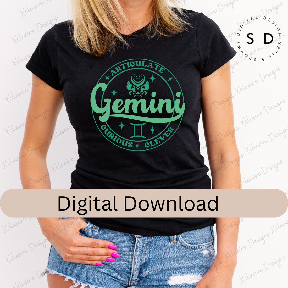 Gemini Zodiac Sign Round Frame Retro SVG – Stockpile Digital
