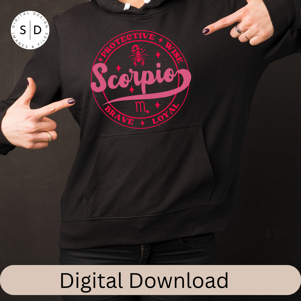 Scorpio Zodiac Sign Round Frame Retro SVG – Stockpile Digital