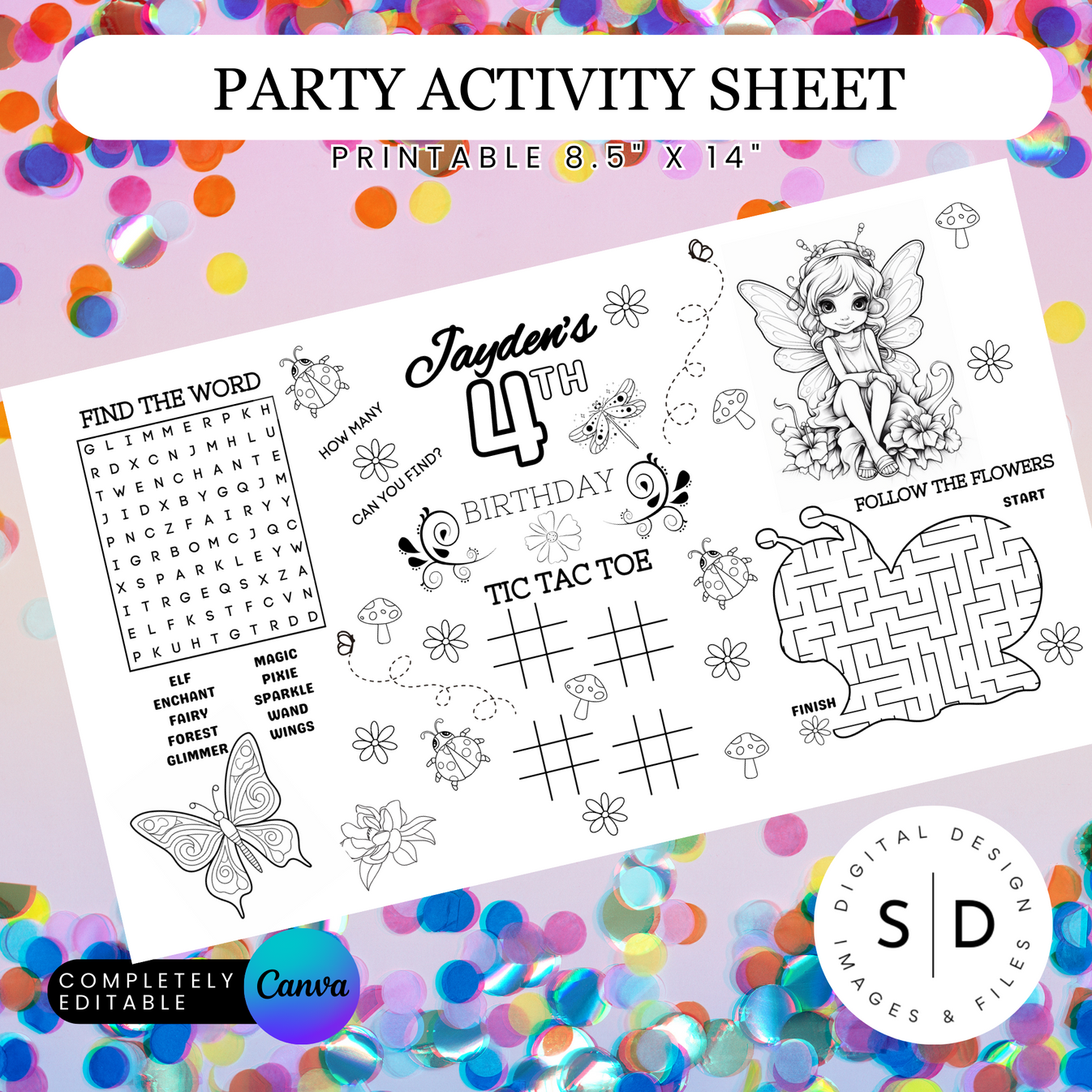 Fairy Birthday Party Activity Sheet – Stockpile Digital
