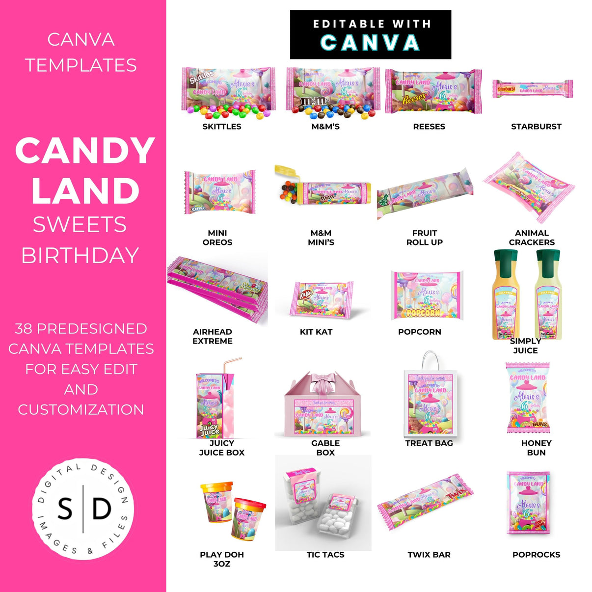 Candy Land Sweets Birthday Party Favor Templates – Stockpile Digital