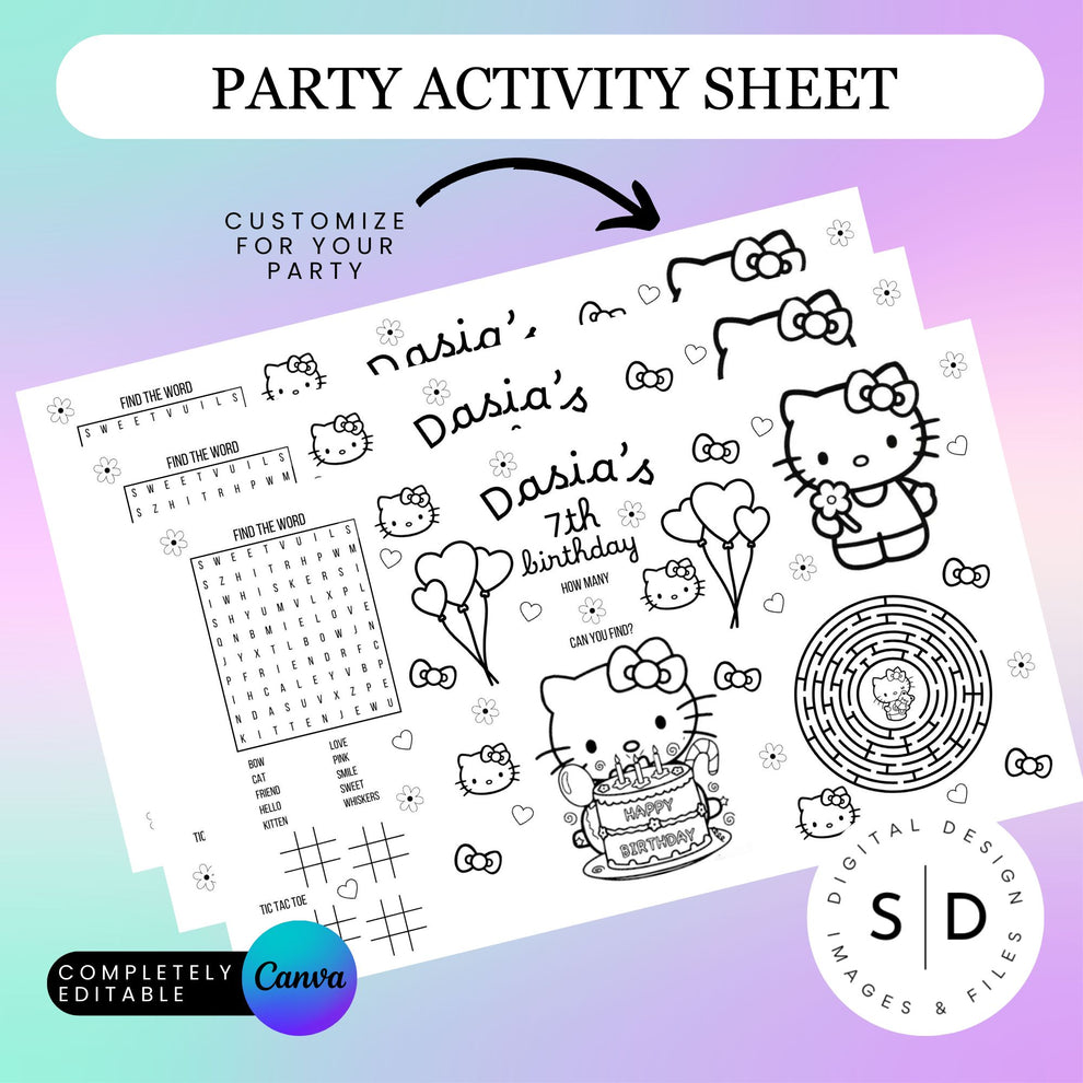 Hello Kitty Birthday Party Activity Sheet – Stockpile Digital