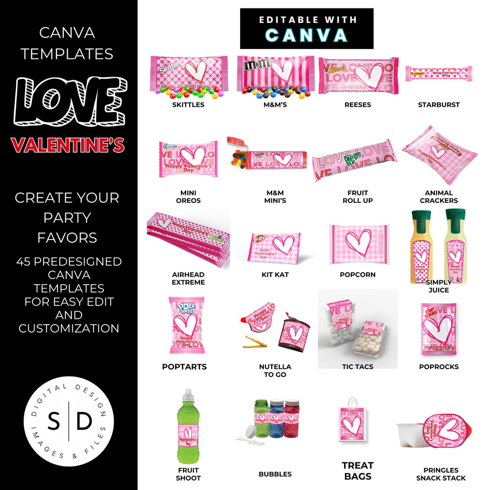 LOVE Valentines Party Favors Templates Bundle – Stockpile Digital