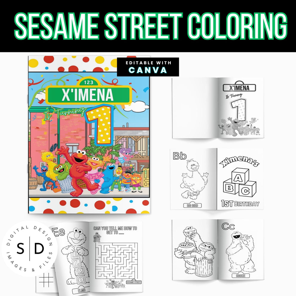 Sesame Street Coloring Book Printable PDF CANVA DIY – Stockpile Digital