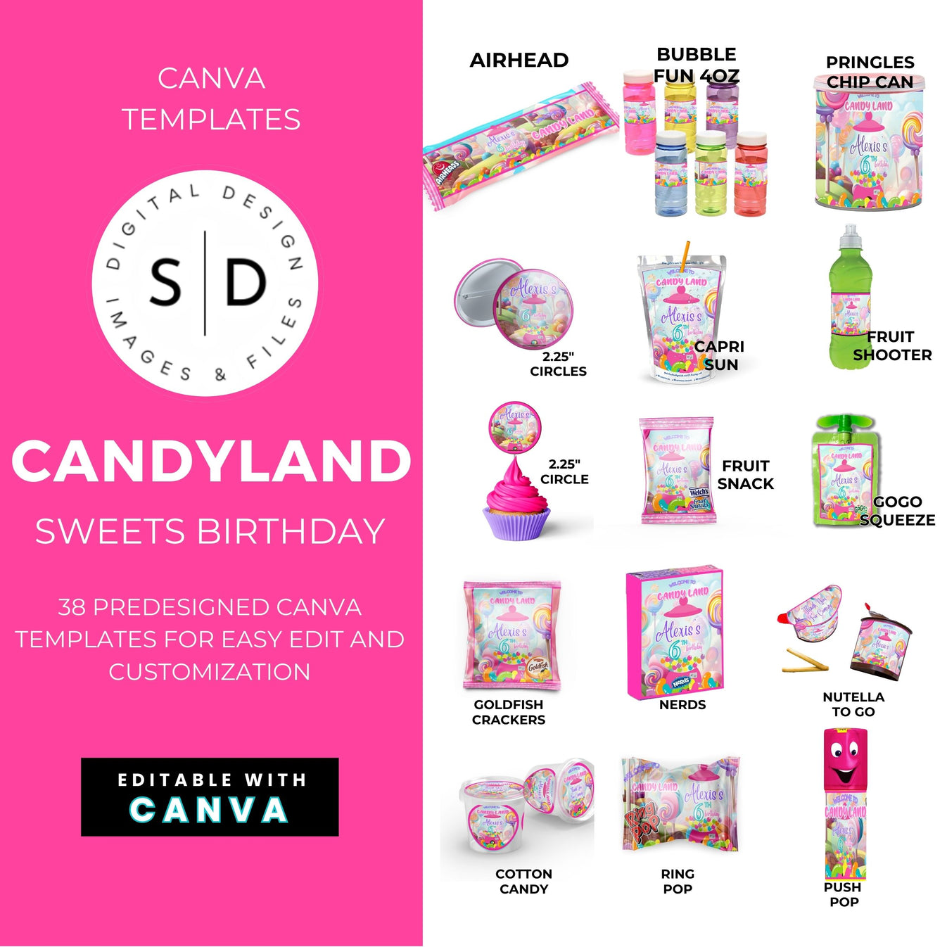 Candy Land Sweets Birthday Party Favor Templates – Stockpile Digital