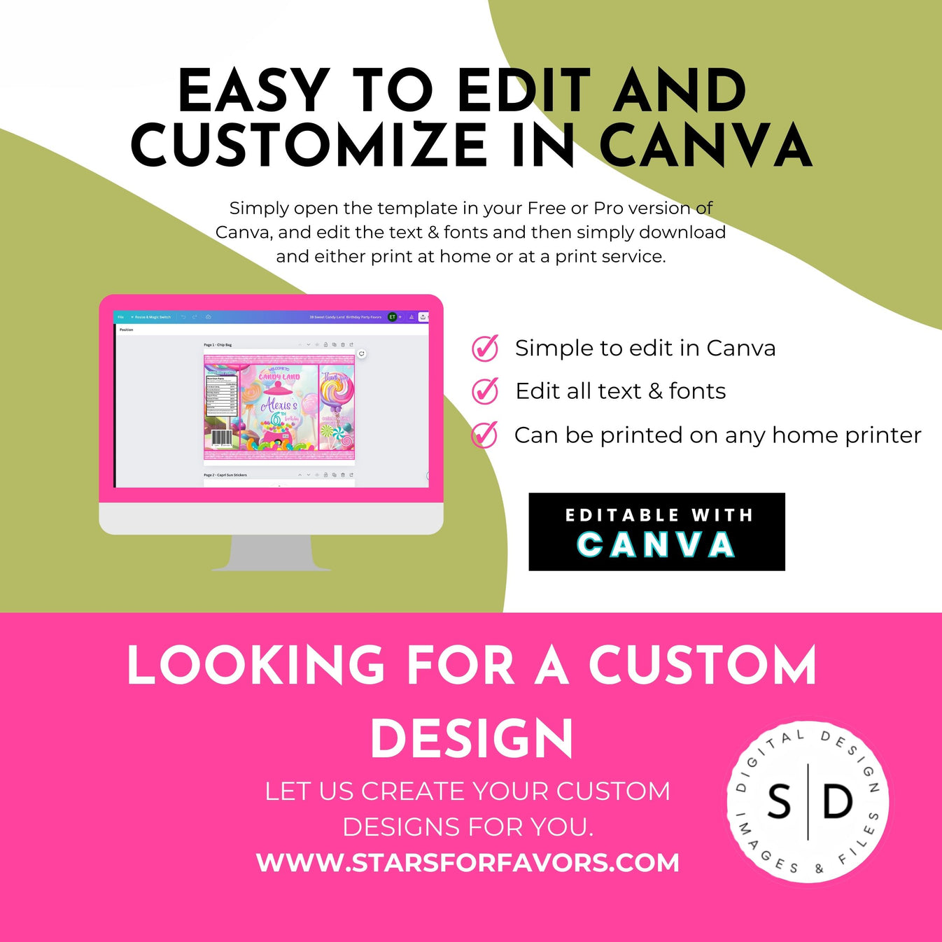 Candy Land Sweets Birthday Party Favor Templates – Stockpile Digital