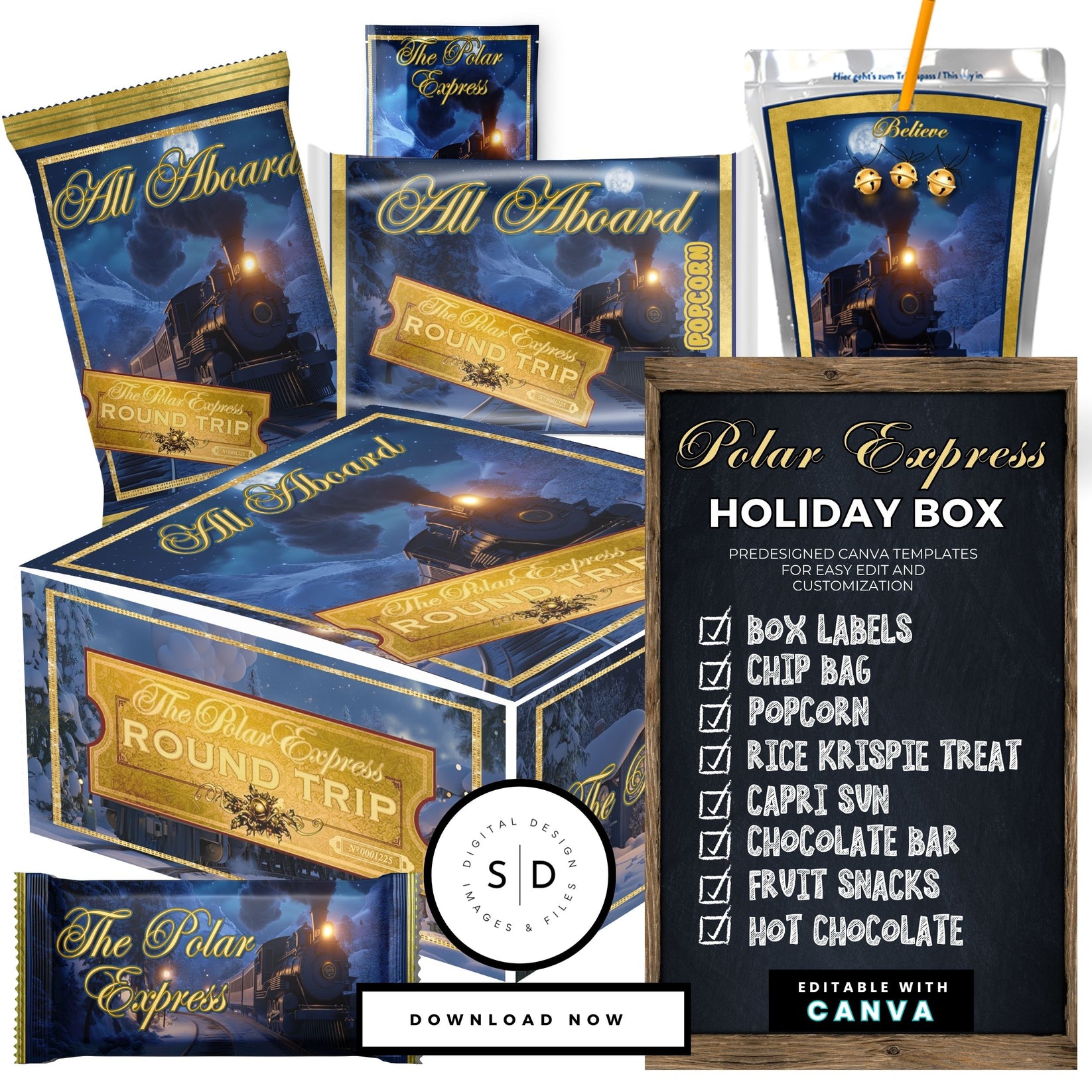 Polar Express Christmas Eve Gift Box Labels – Stockpile Digital