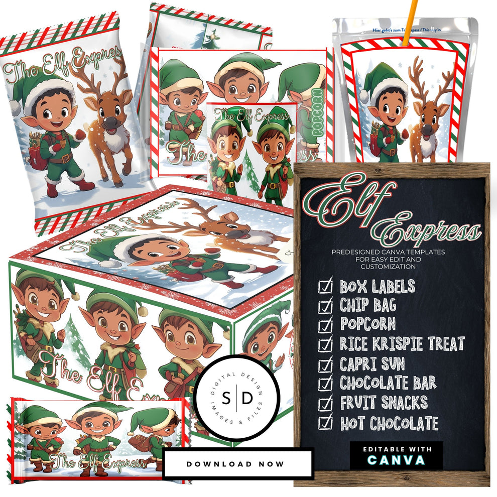 Elf Express Christmas Eve Gift Box Canva Template Bundle – Stockpile ...