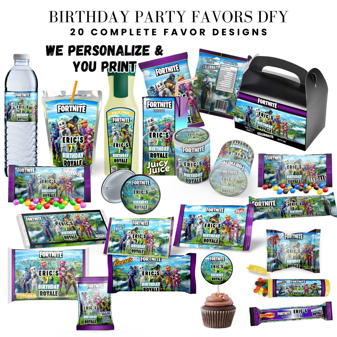 Fortnite Battle Royale Birthday Party Favors DFY – Stockpile Digital