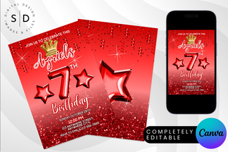 Red Princess Crown Foil Birthday Party Invitation – Stockpile Digital